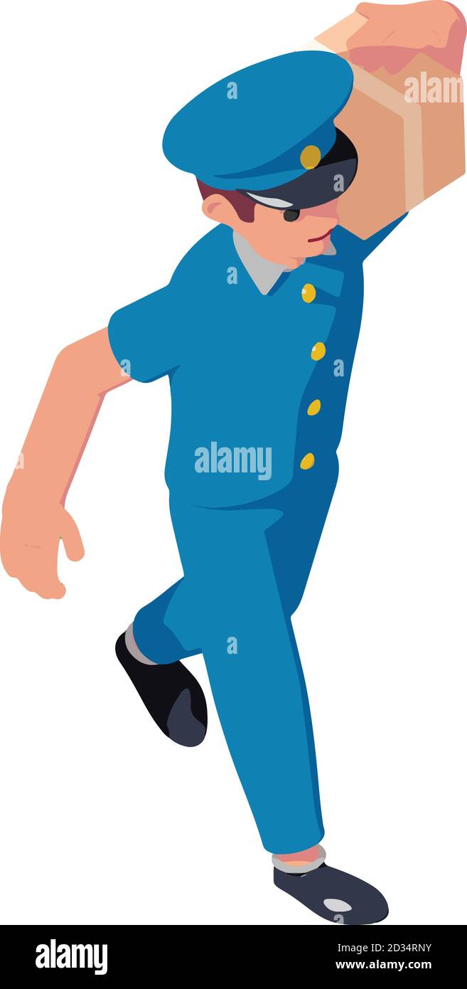 Postman parcel client delivery icon. Isometric of postman parcel client ...