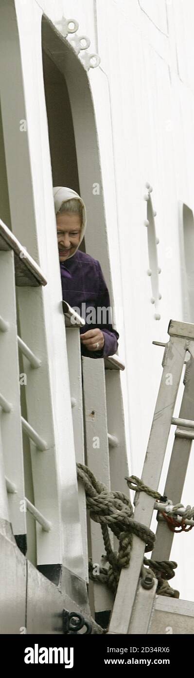 Queen Elizabeth II embarks on the Hebridean Princess at Port Ellen on ...