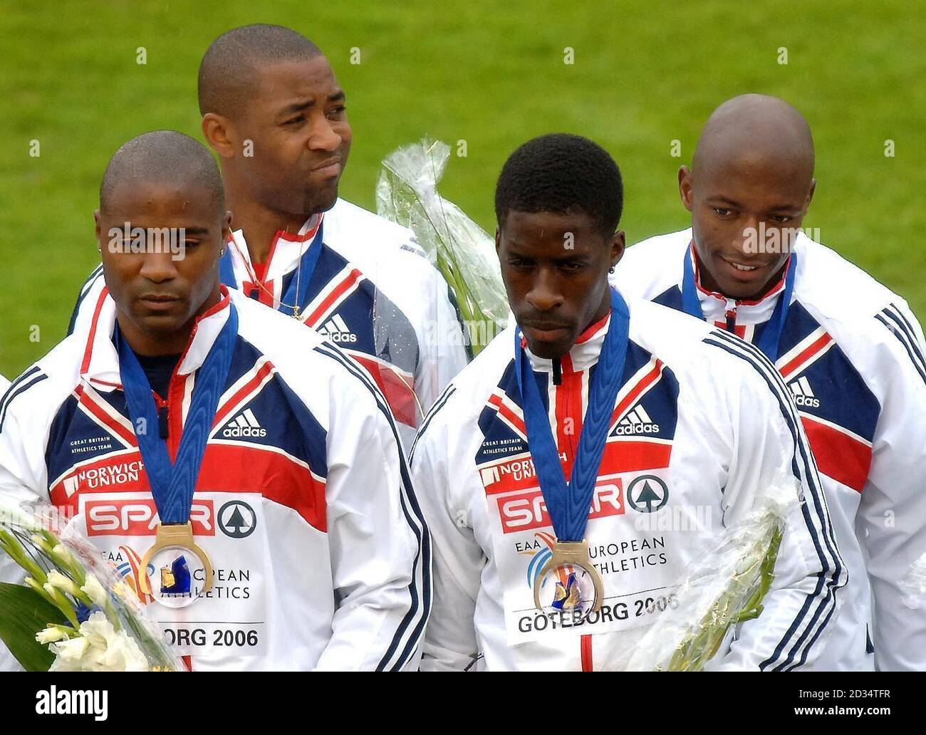Marlon devonish and darren campbell show off their gold medals hi-res ...