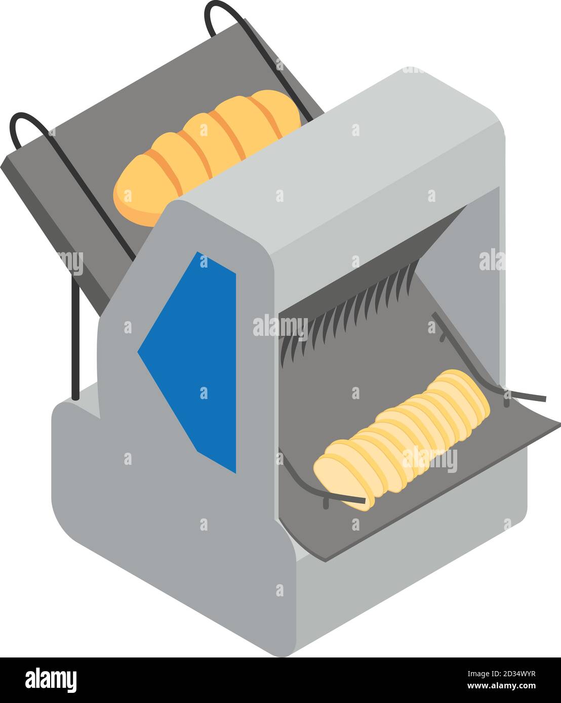 Bakery factory bread cutting icon. Isometric of bakery factory bread ...