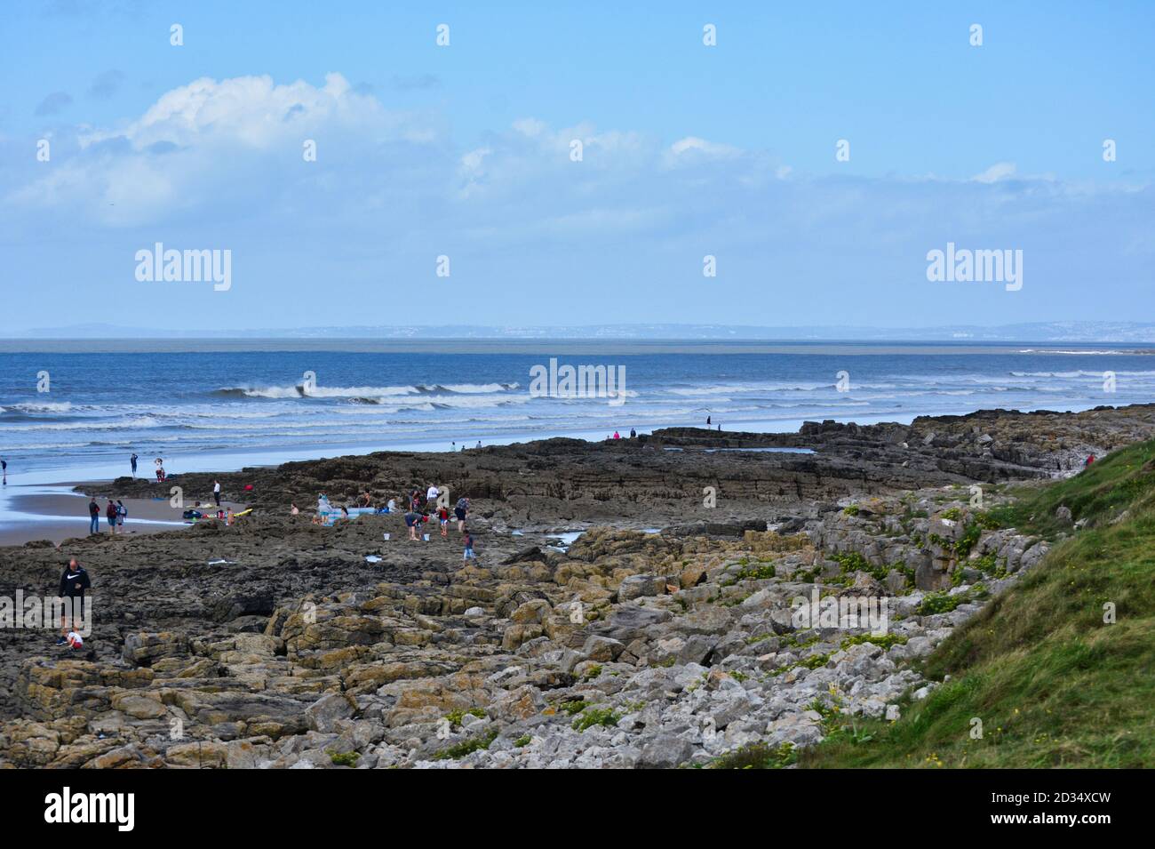 Beach full of surfers in Rest Bay, Wales (during pandemic Stock Photo ...