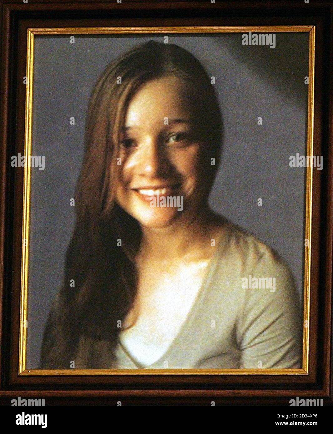 A portrait of murdered Angelika Kluk is displayed during a memorial ...