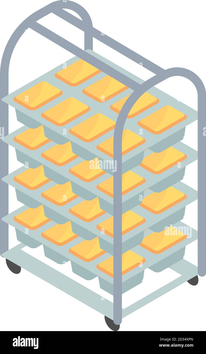 Bakery factory bread cart icon. Isometric of bakery factory bread cart ...