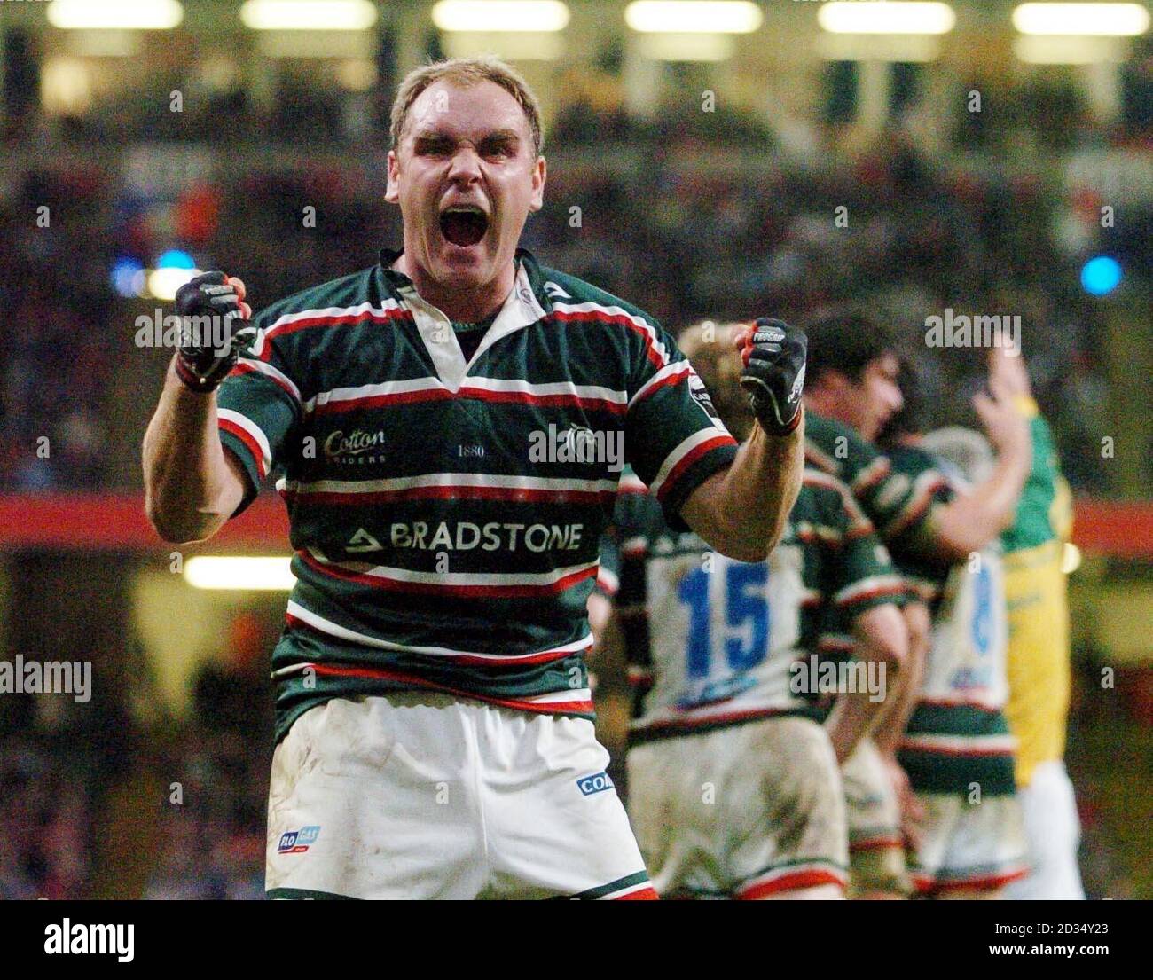 Leicester's Andy Goode shows his relief after his side defeated Cardiff ...