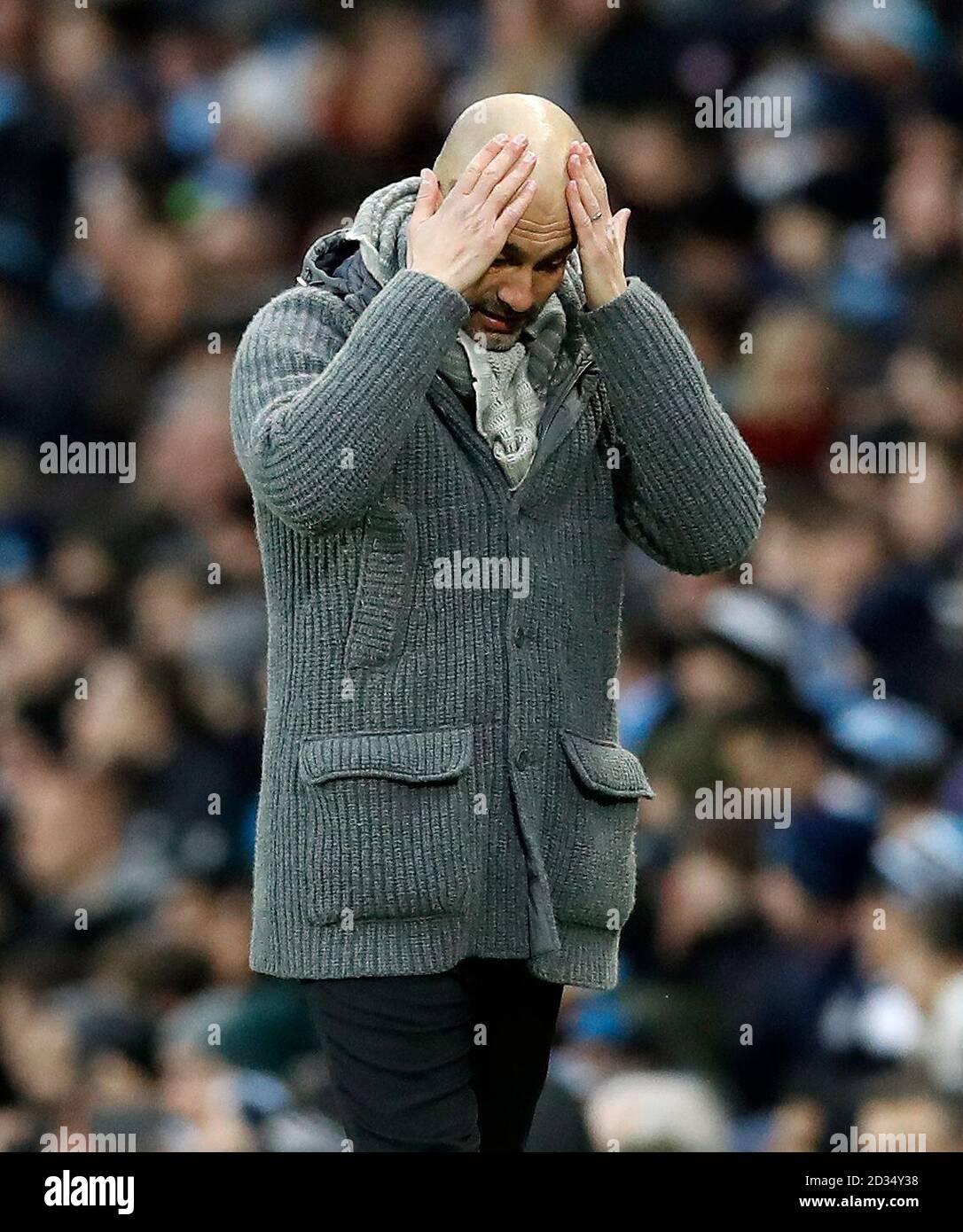 Manchester City manager Pep Guardiola reacts from the touchline during ...