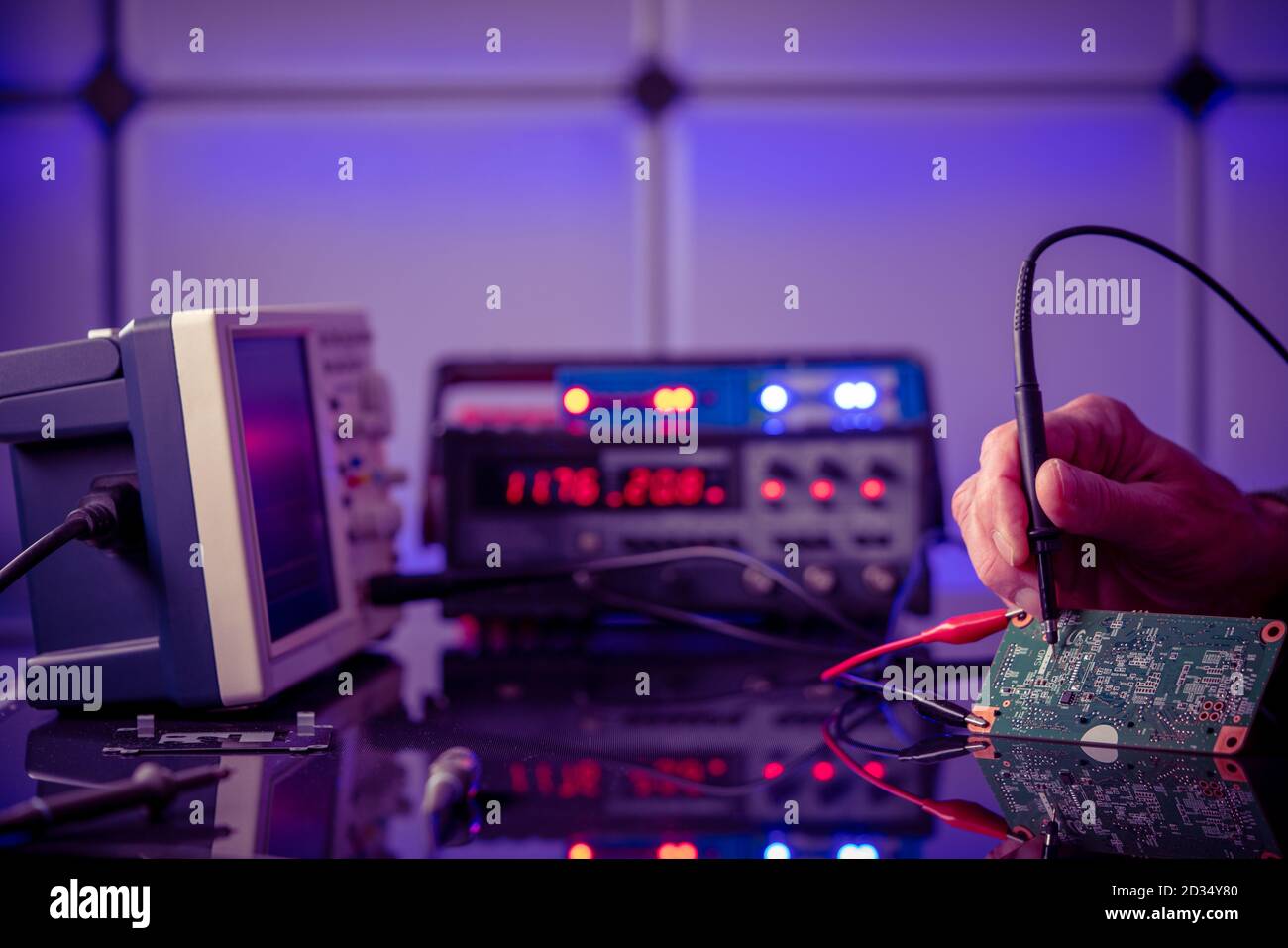 PCB witch microcontroller in electronics laboratory Stock Photo - Alamy
