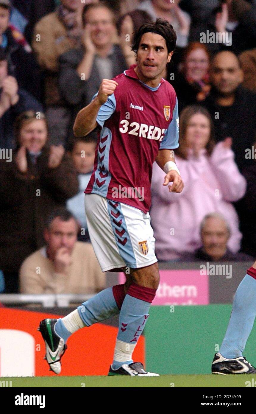 Aston villas juan pablo angel celebrates scoring his teams goal hi-res ...