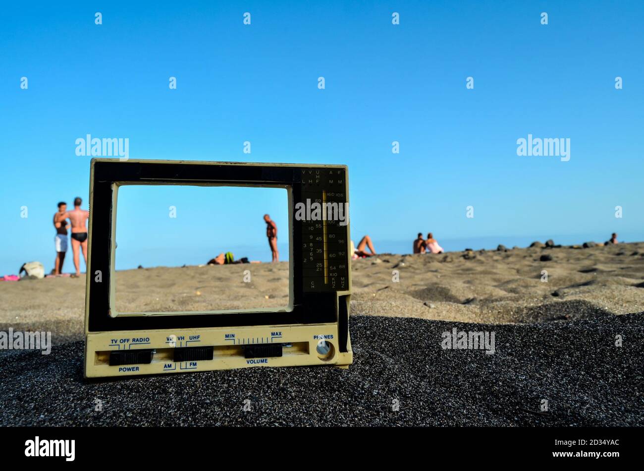 Television on the Sand Beach Stock Photo - Alamy