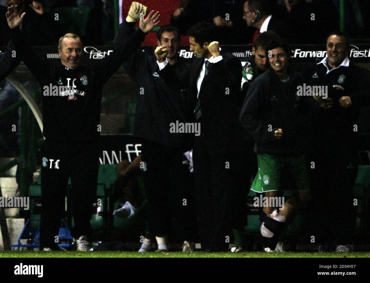Hibernian manager john collins celebrates hi-res stock photography and ...