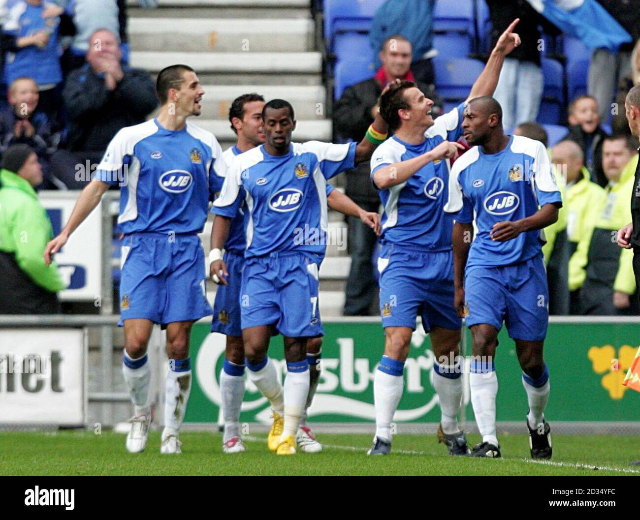 Wigan Athletic's Lee McCulloch (second right) celebrates scoring the ...