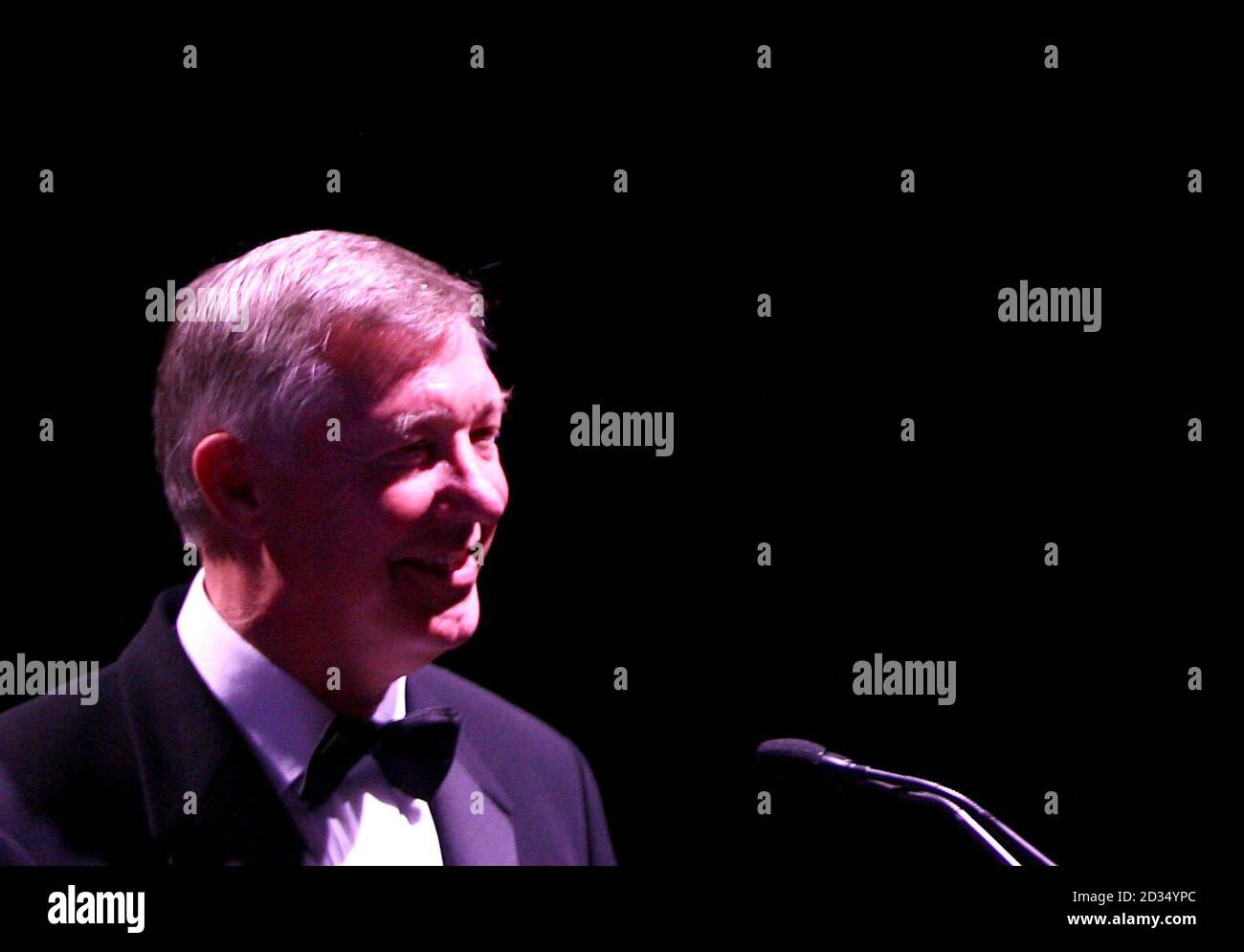 Sir Alex Ferguson on stage at the Gala evening to celebrate the work of ...
