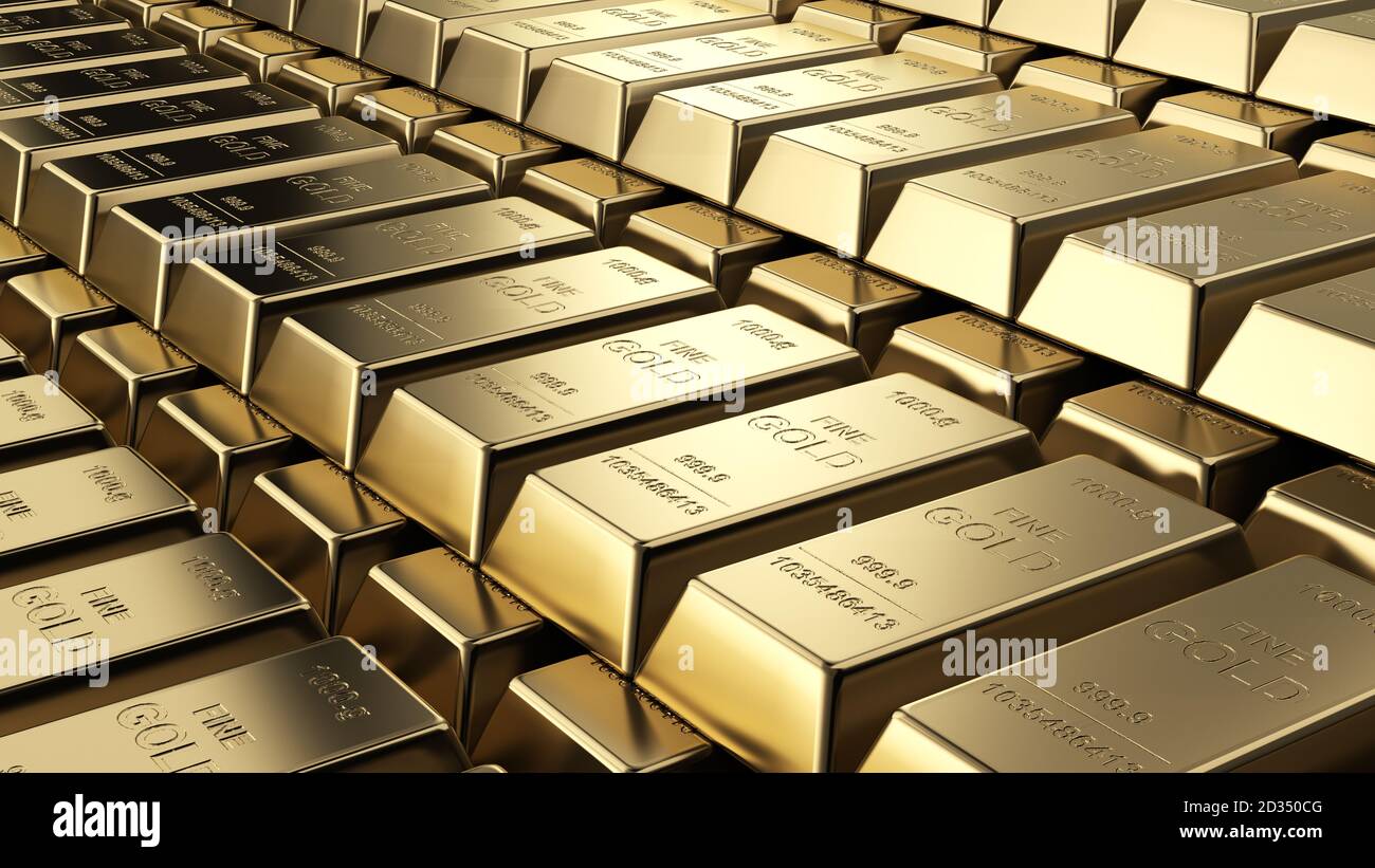 background of gold bars close up high quality 3d render image Stock ...