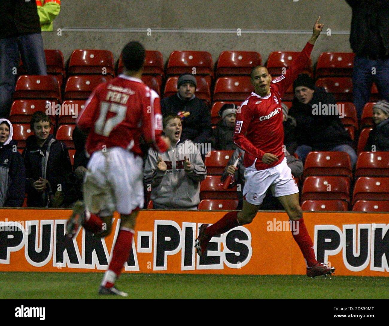 Nottingham Forest's Nathan Tyson (r) celebrates his goal Stock Photo ...