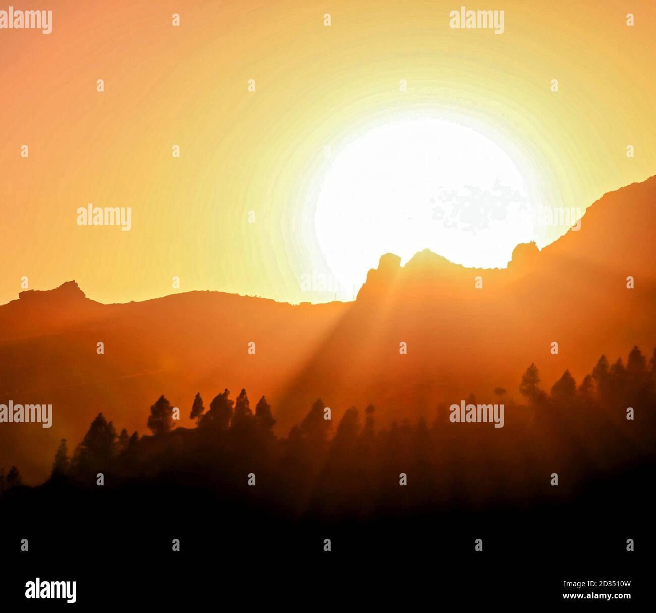 Orange Sun Setting Stock Photo - Alamy