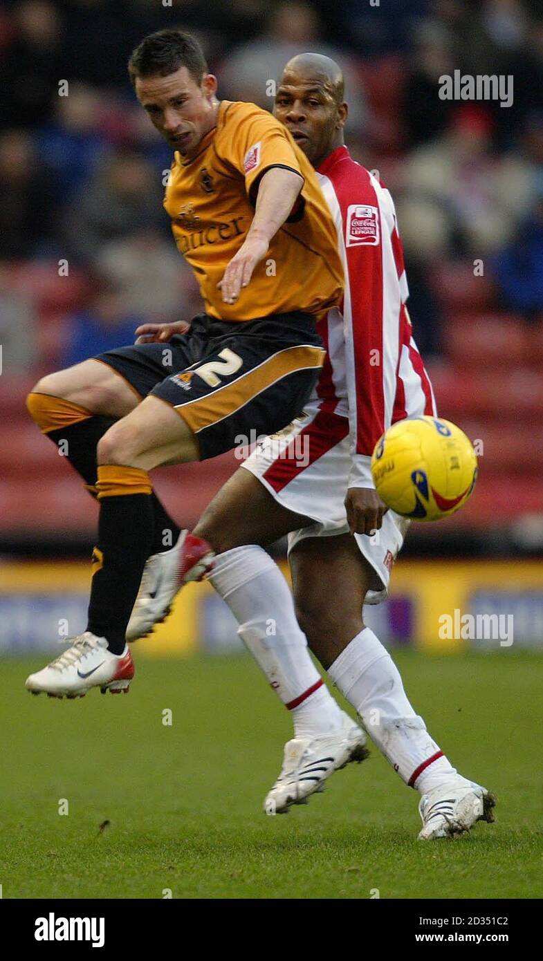 Wolves' Michael McIndoe (left) and Stoke City's Michael Duberry during ...