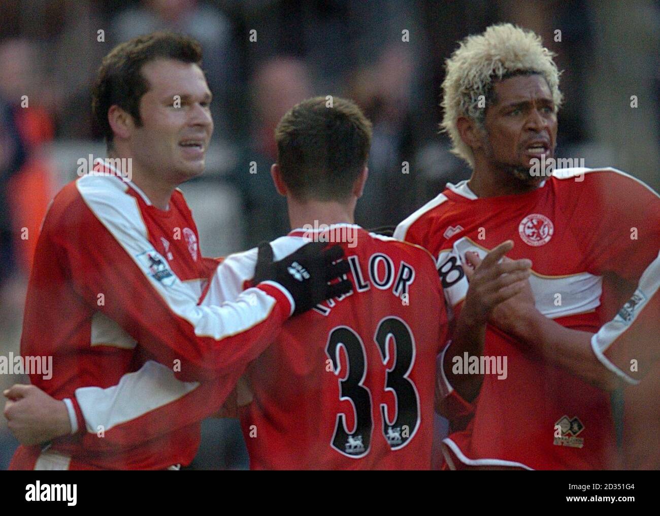 Middlesbrough's Mark Viduka (l) celebrates with fellow goalscorer Abel ...
