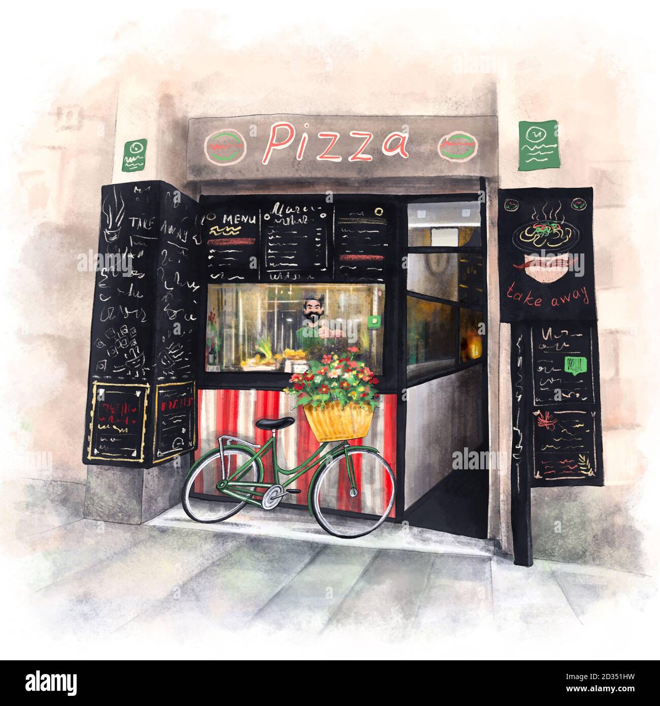 Cafe street drawing hi-res stock photography and images - Alamy