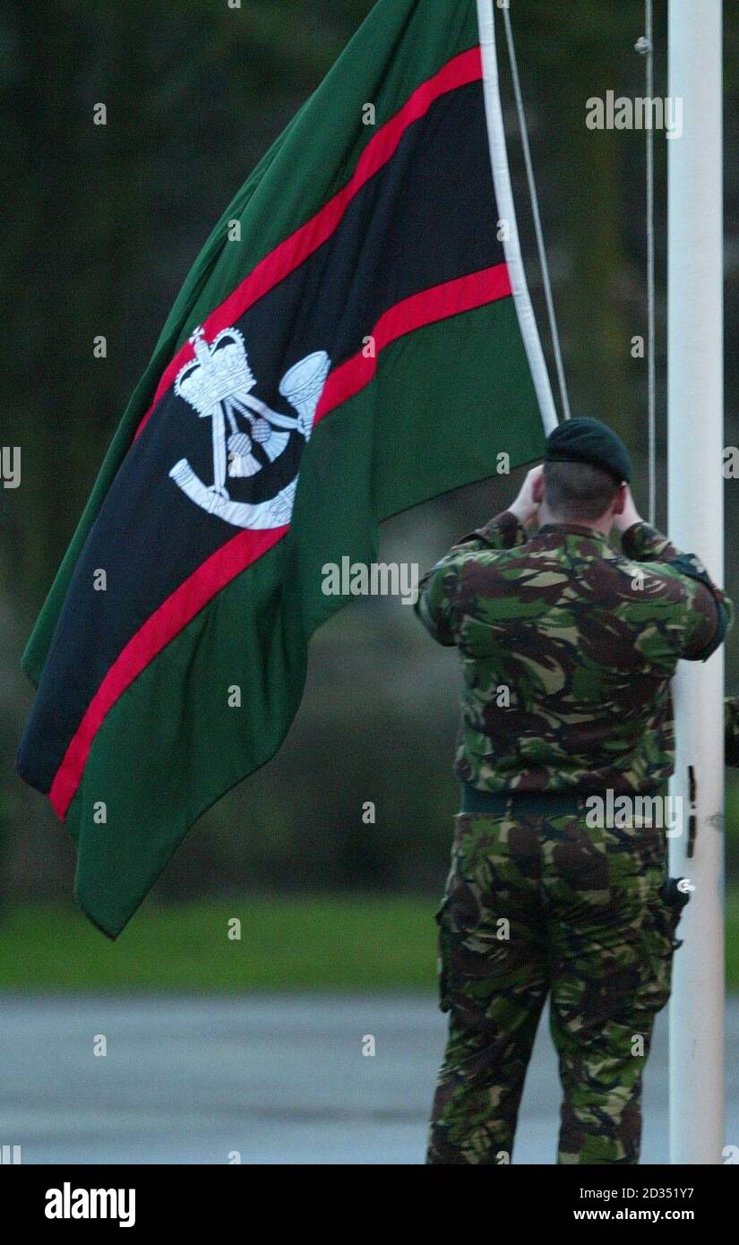 A new flag is put up during the ceremony as the 2nd Battalion Light ...