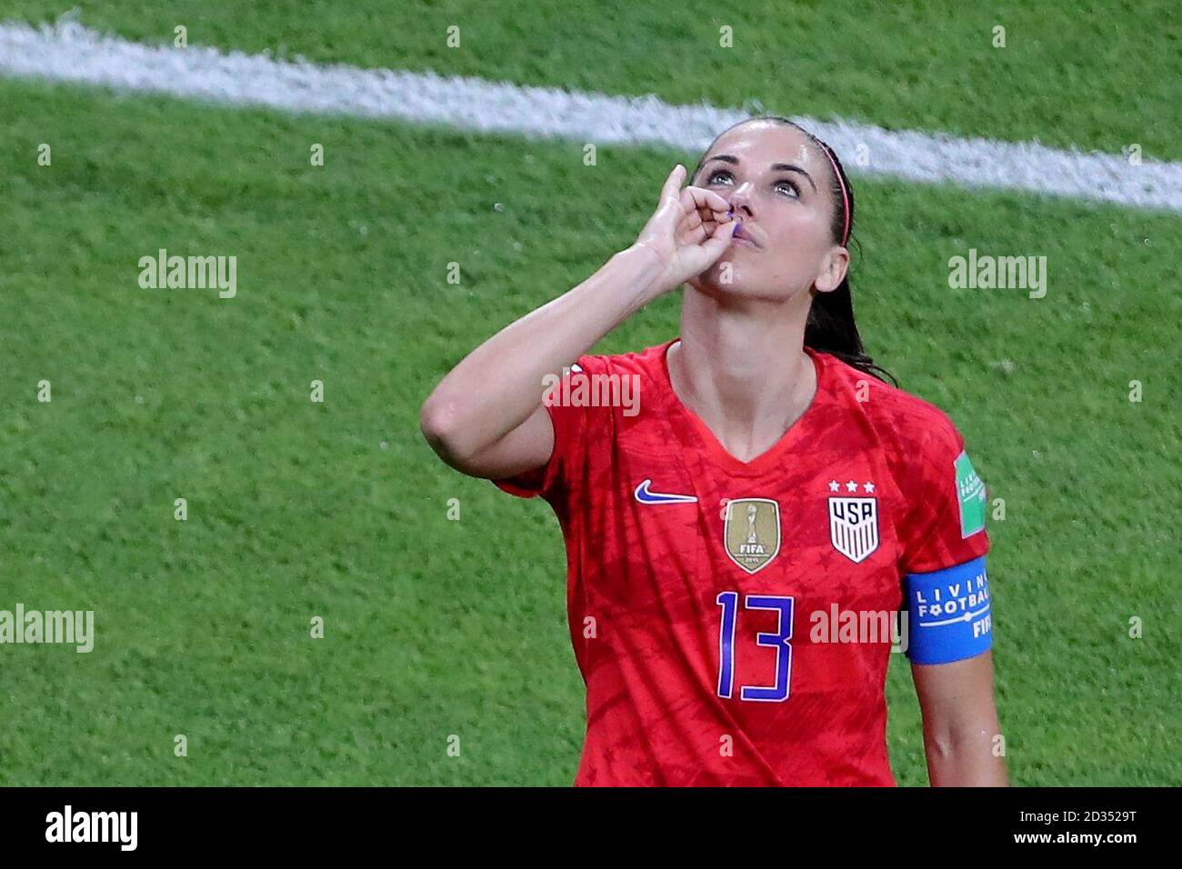 USA's Alex Morgan celebrates scoring her side's second goal of the game ...