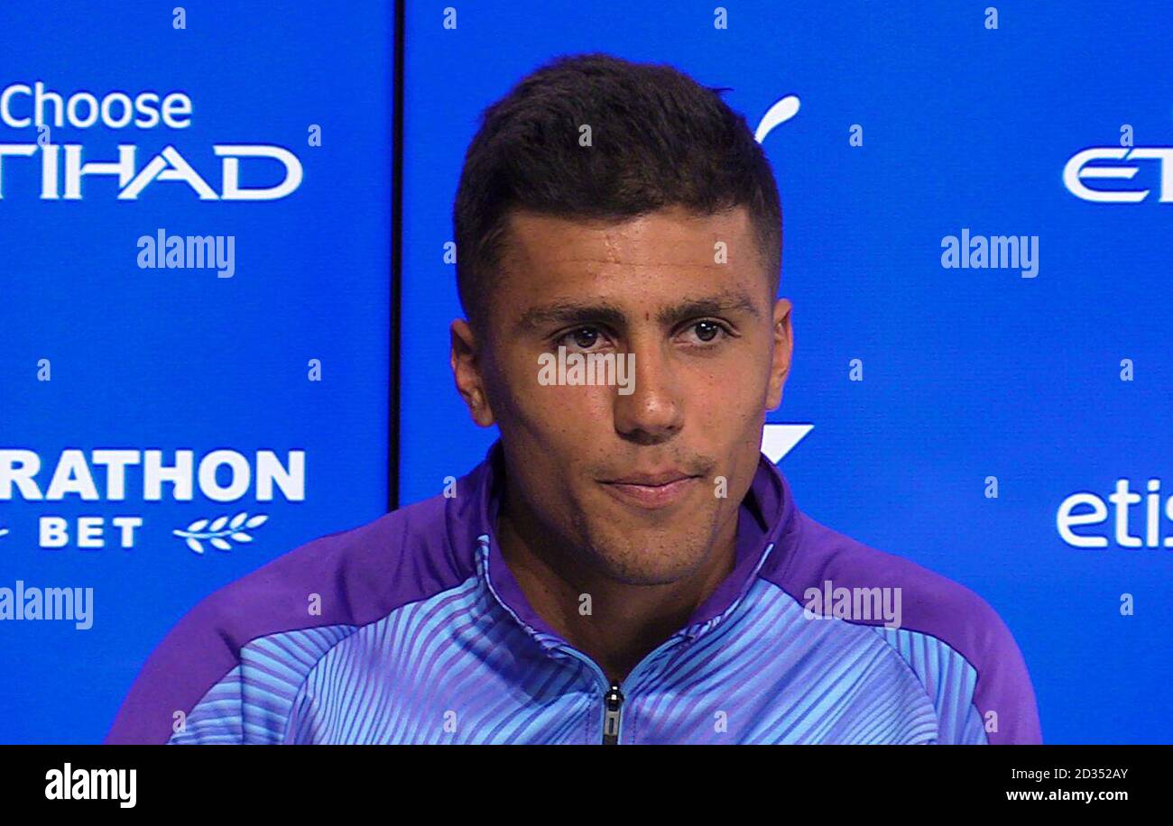 Manchester City's Rodri during the press conference at the City ...