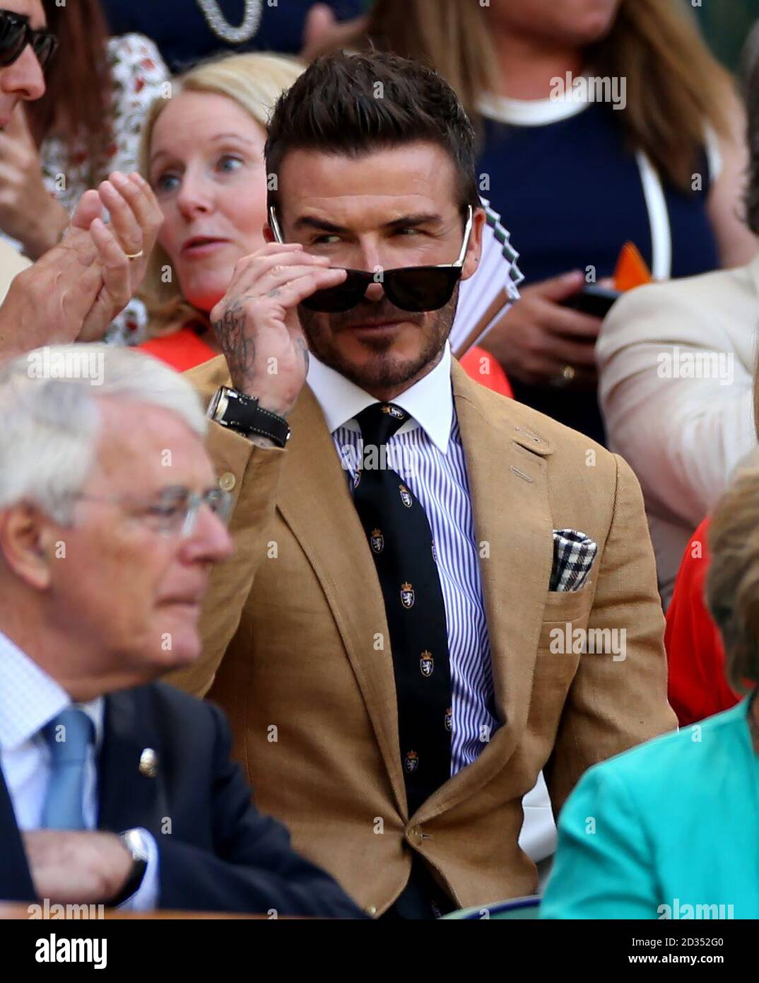 David Beckham in the royal box on day ten of the Wimbledon ...