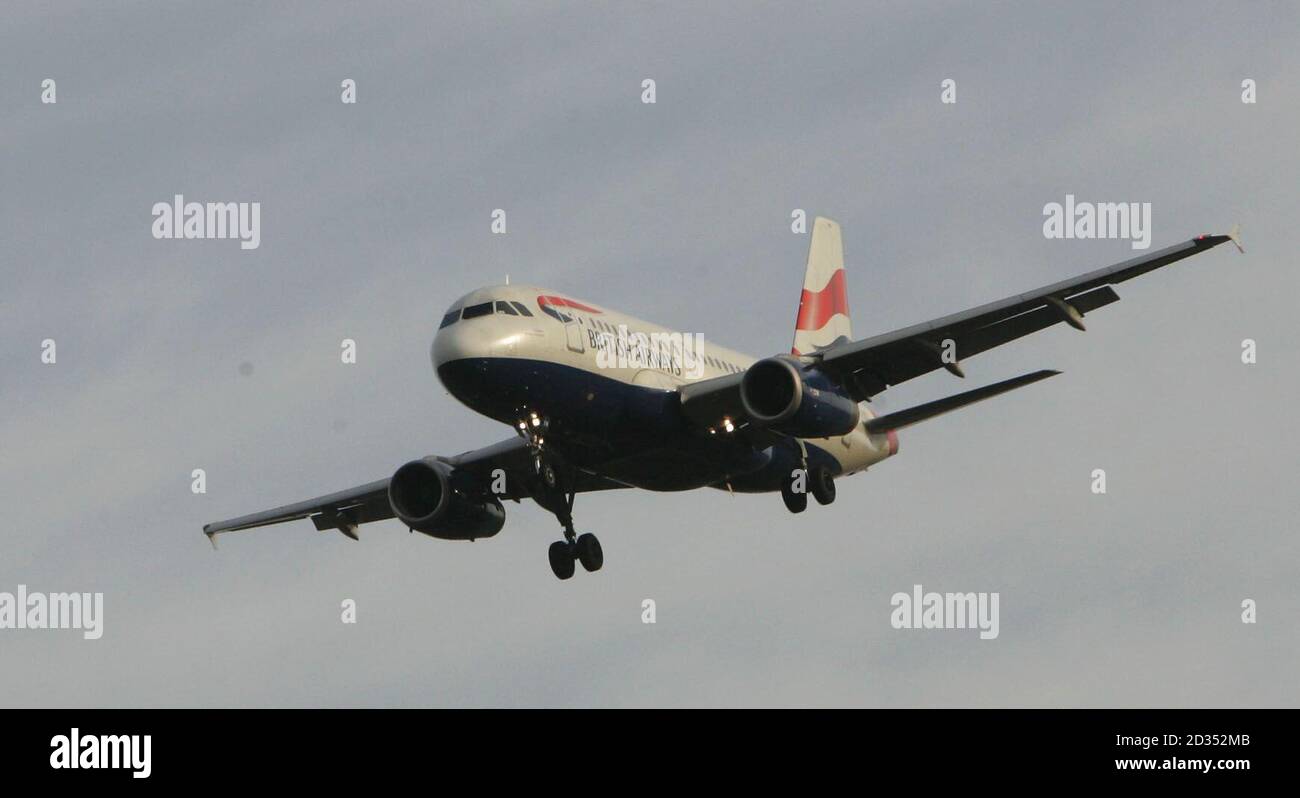British Airways Boeing 737 lands at London's Heathrow Airport Stock ...