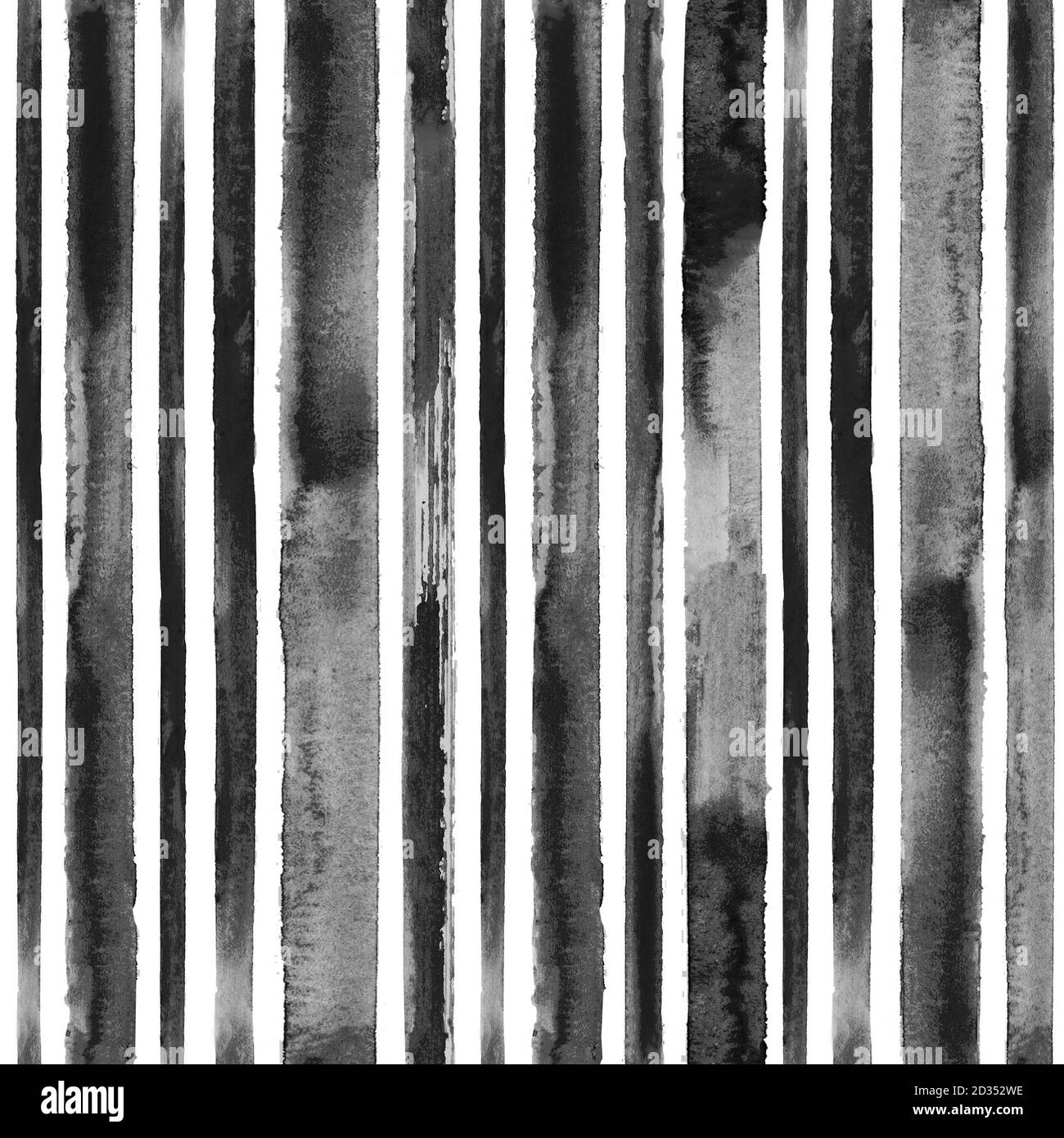 Watercolor hand drawn seamless pattern with black stripes. Watercolor ...