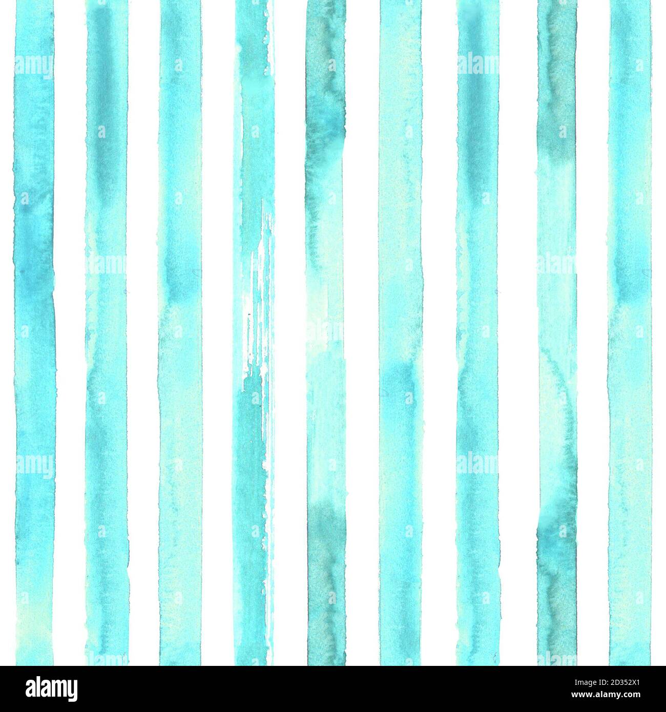 Watercolor hand drawn seamless pattern with turquoise stripes ...