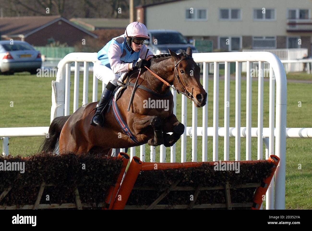 El Andaluz and jockey James Reveley at Haydock racecourse, Haydock ...