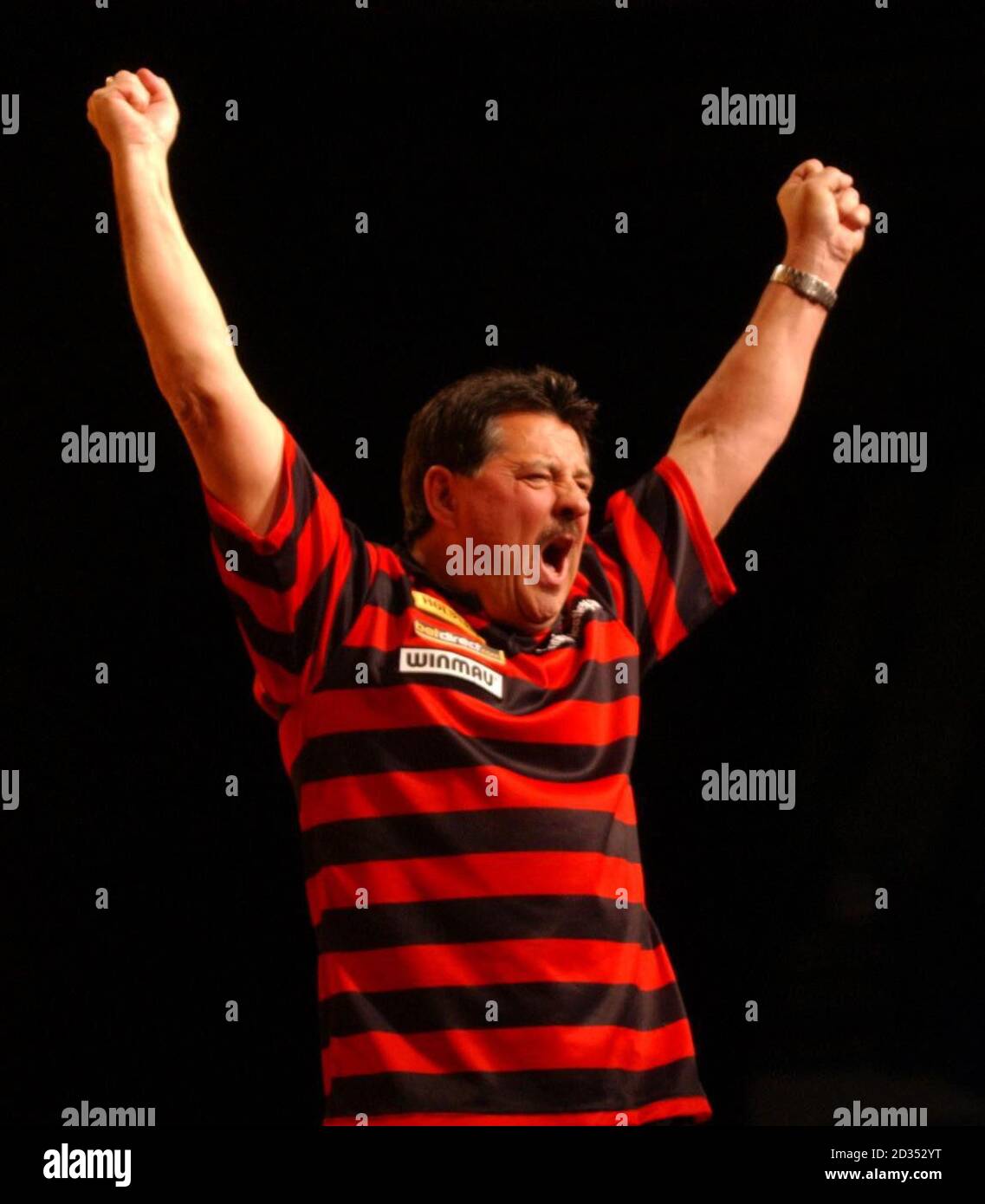 Dennis Priestley celebrates beating colin Lloyd during the Holsten ...