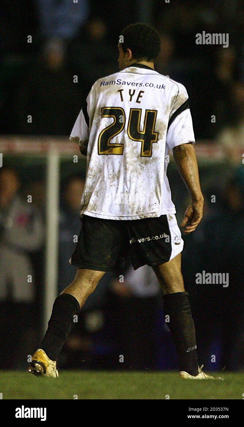 Derby County's Tyrone Mears sporting Tye on the back of his shirt after ...
