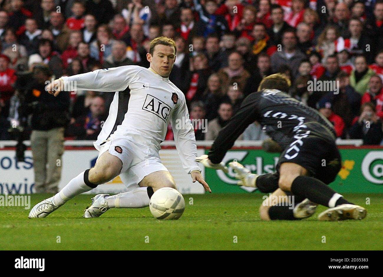 Action against middlesbrough goalkeeper mark schwarzer hi-res stock ...