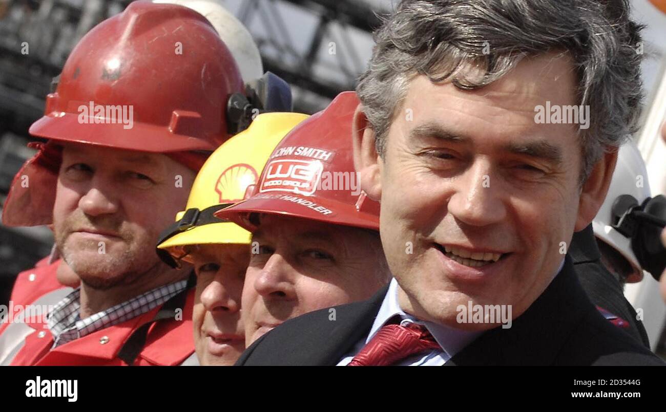 Chancellor Gordon Brown (right) during a visit to Mossmorran Natural ...