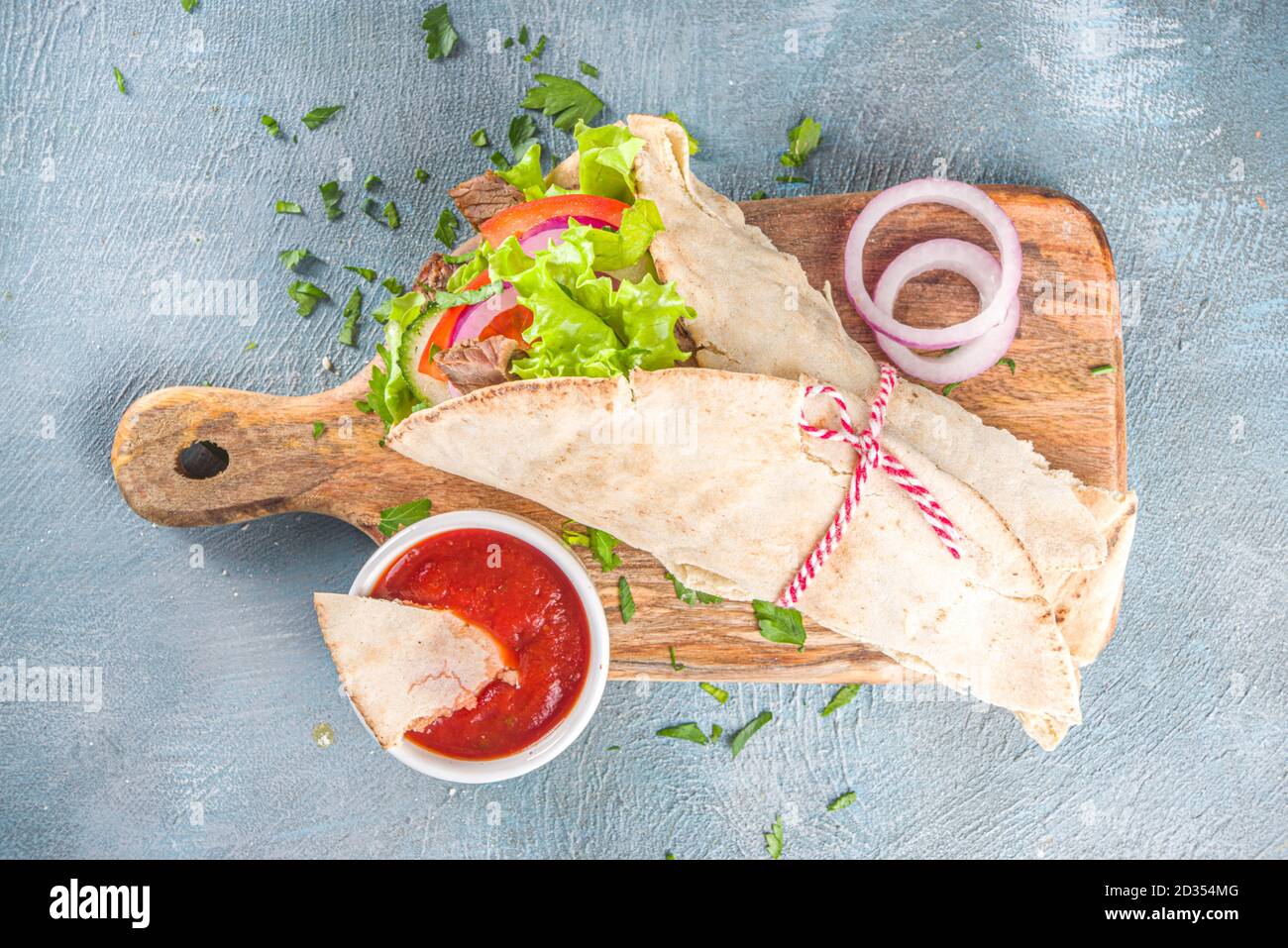 Turkish kebab wrap shawarma sandwiches. Tasty fresh wrap sandwiches ...