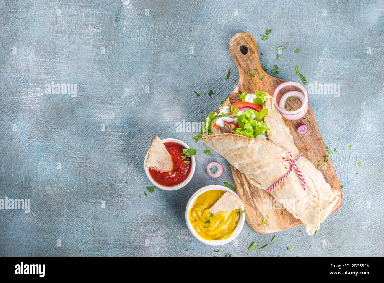 Turkish kebab wrap shawarma sandwiches. Tasty fresh wrap sandwiches ...