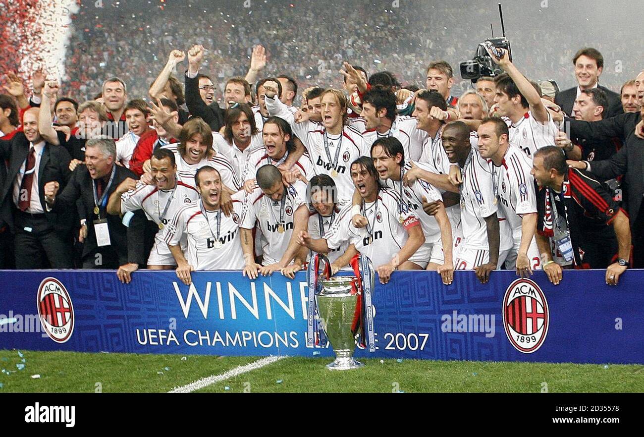 Ac milan celebrate trophy champions league final athens olympic stadium ...