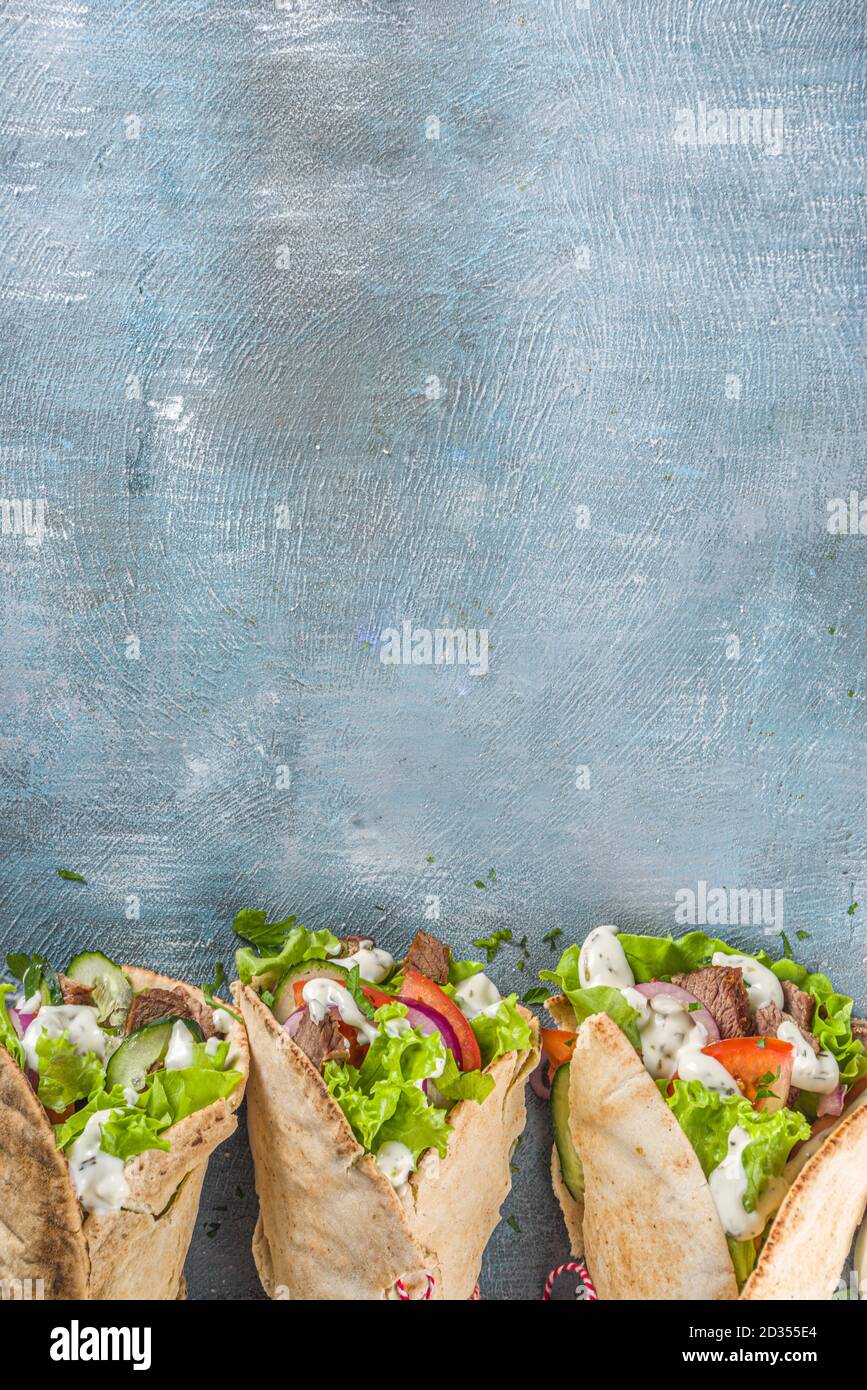 Turkish kebab wrap shawarma sandwiches. Tasty fresh wrap sandwiches ...