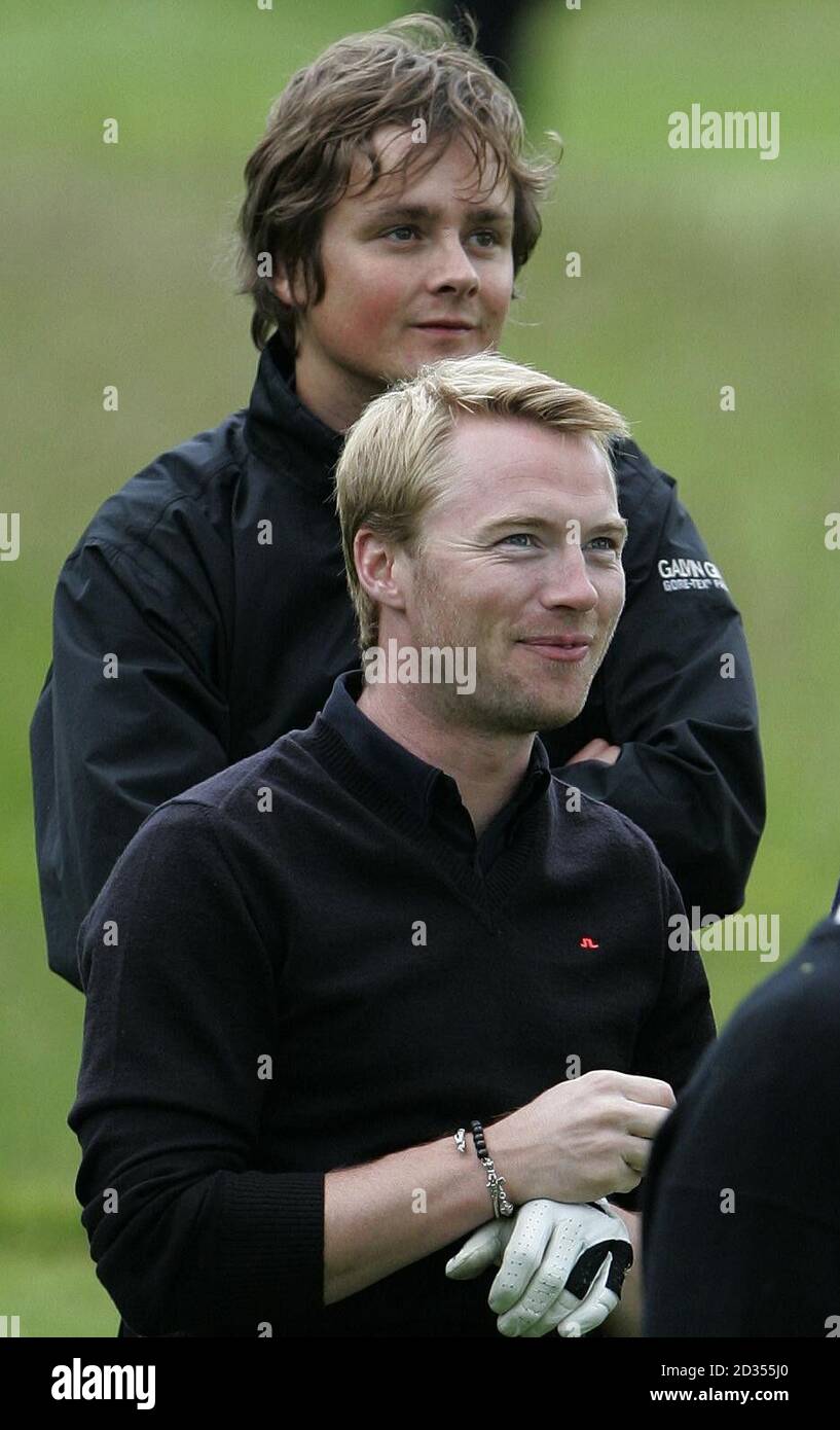 Tom Chaplin from the band Keane (rear) and Ronan Keating take part in a ...