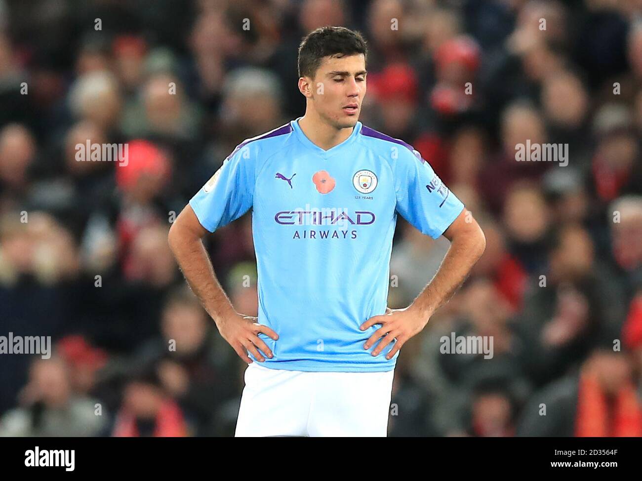 Manchester City's Rodrigo appears dejected during the Premier League ...