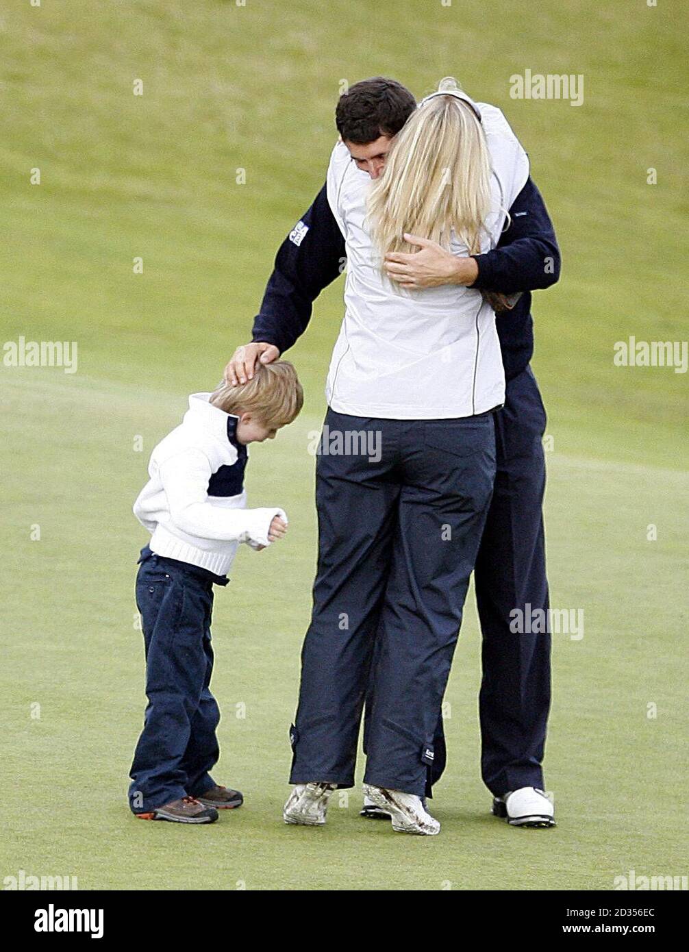 Ireland's Padraig Harrington celebrates with his wife Caroline and son ...