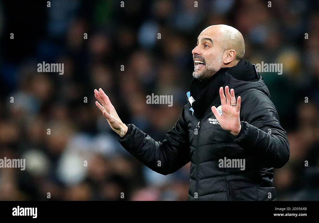 Manchester City manager Pep Guardiola on the touchline during the ...