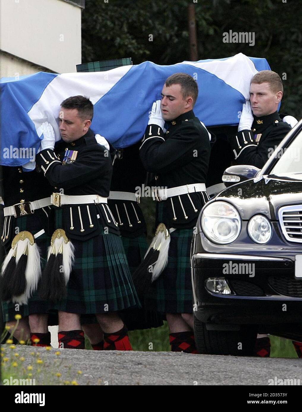 The coffin of Private Sean Tait of the Royal Regiment of Scotland, who ...