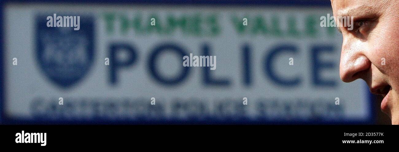 Conservative Party Leader David Cameron at a police station in ...