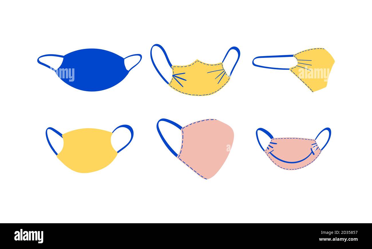 Hand drawn masks set isolated on white background. Vector illustration ...