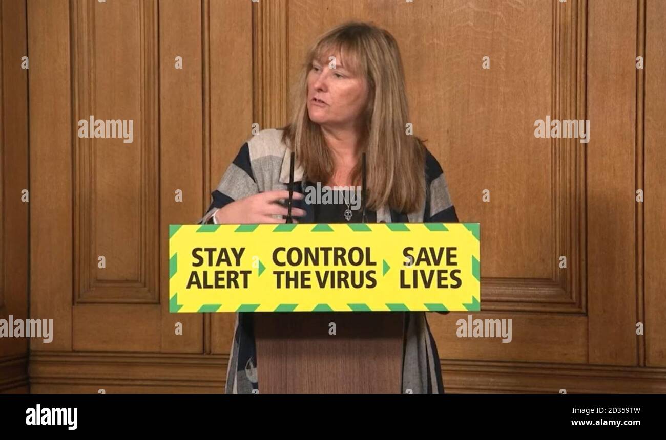 Screen grab of HSE Chief Executive, Sarah Albon during a media briefing ...