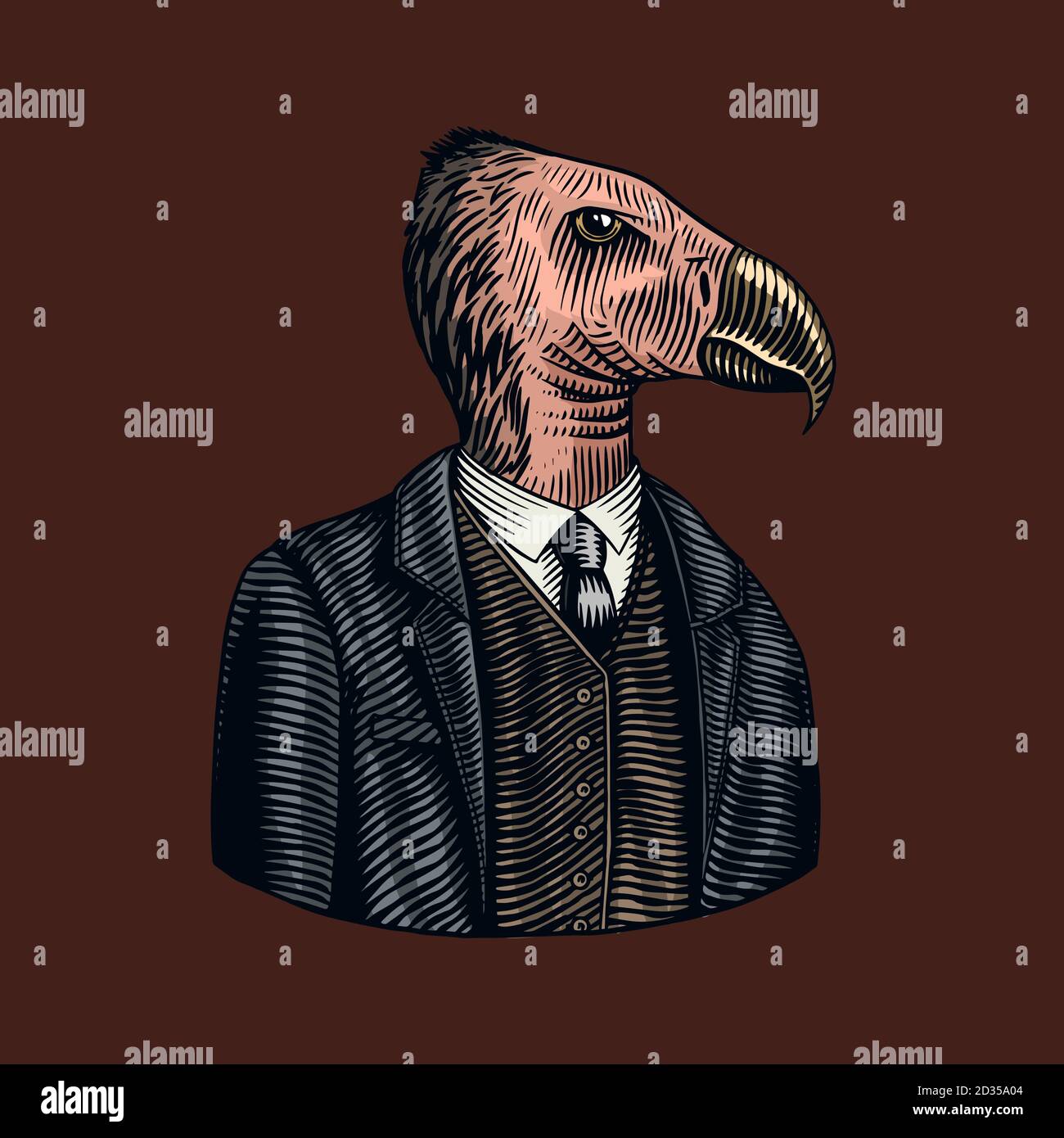 California condor gentleman. American Bird in costume. Fashion animal ...
