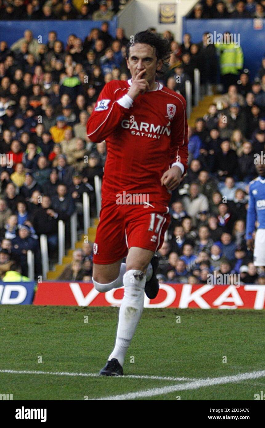 Middlesbrough's Tuncay Sanli celebrates after scoring the first goal of ...