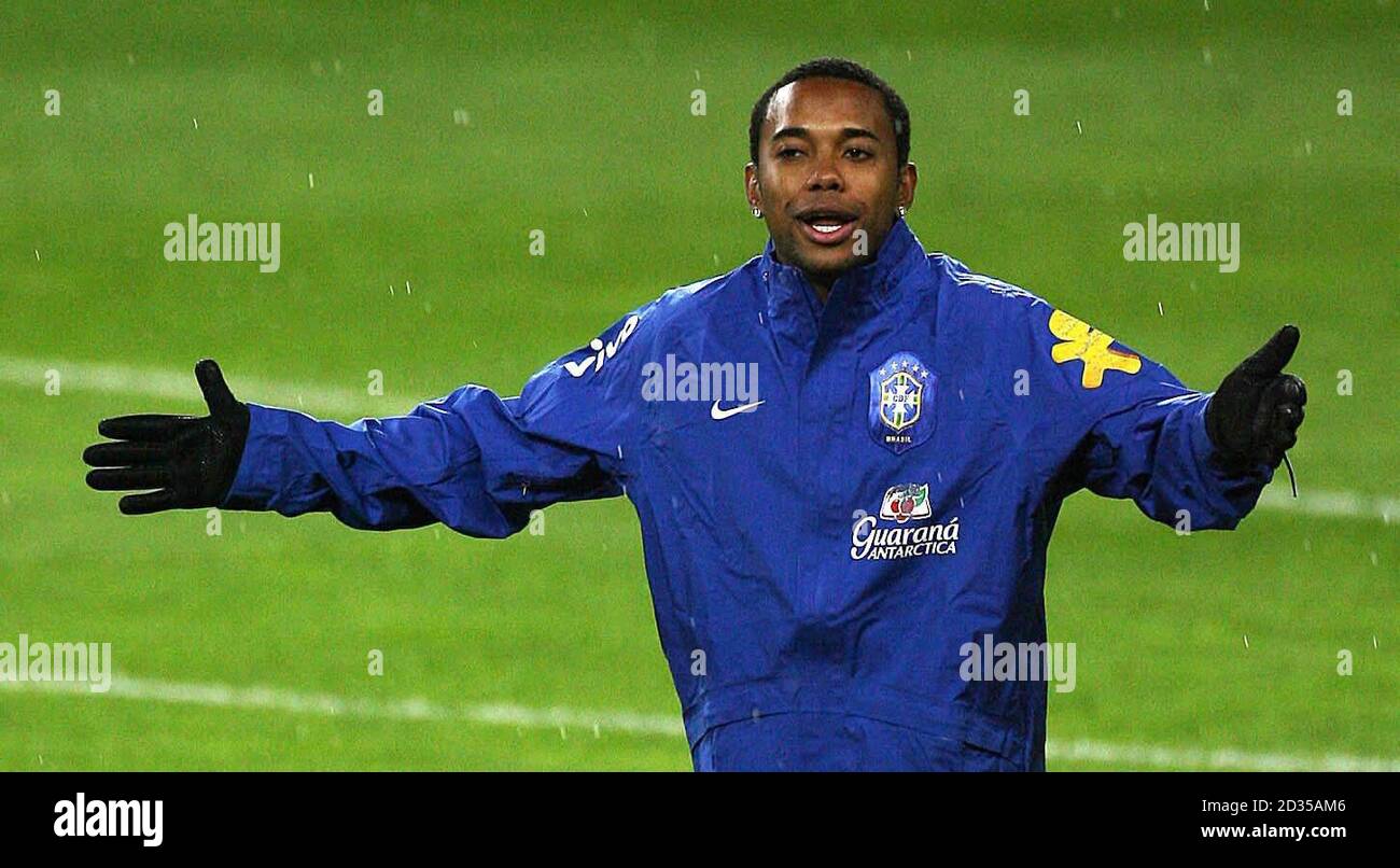 Brazil striker Robinho during a training session at Croke Park, Dublin ...