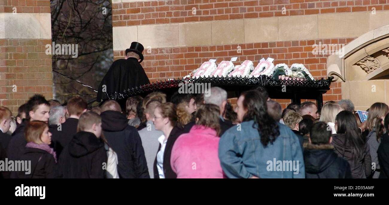 The coffin of Bradley Whitfield arrives at Gilroes Cemetery for the 16 ...