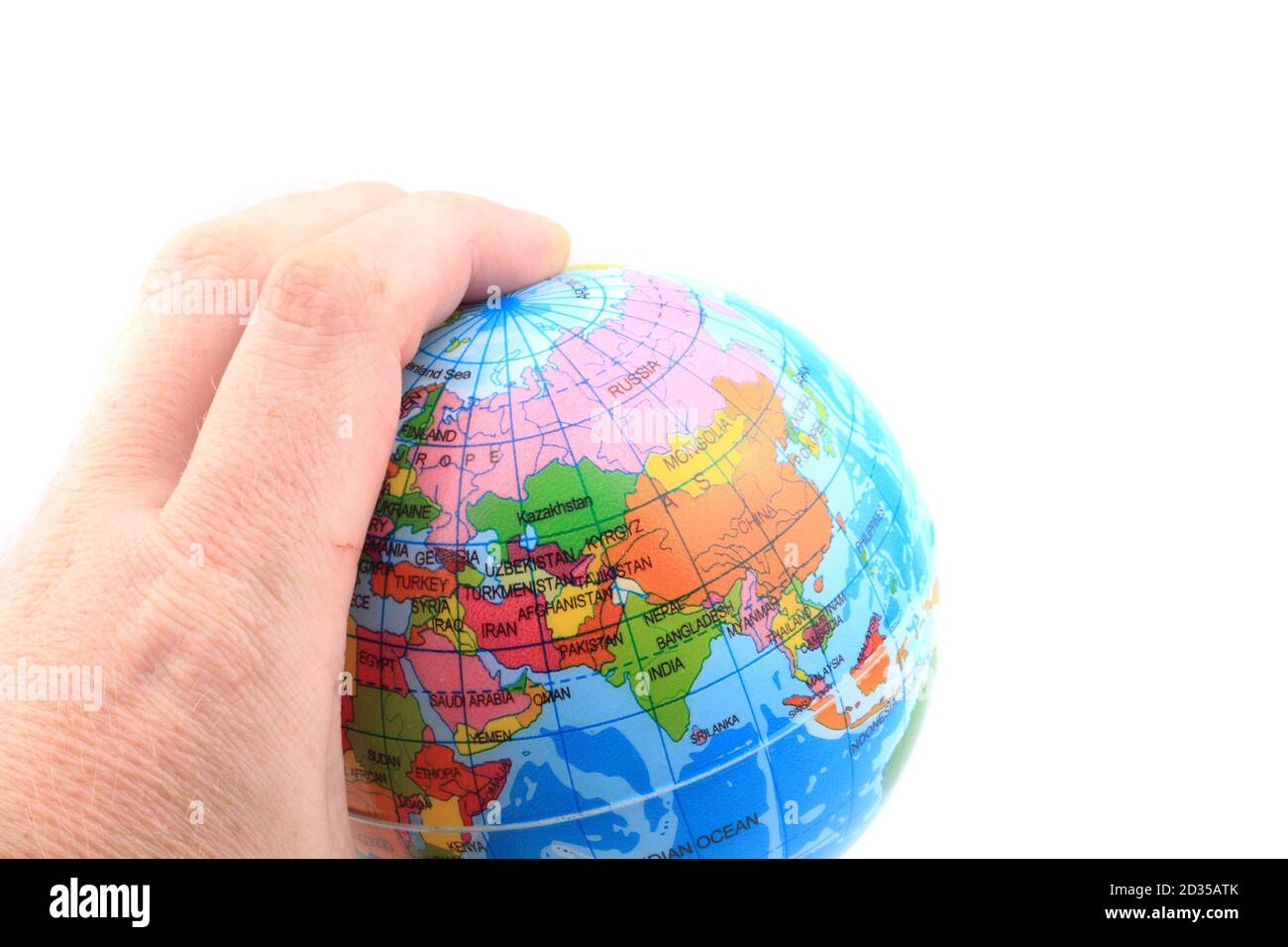 model of earth in the human hand isolated on the white background Stock ...